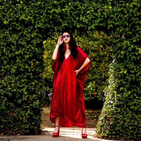 Jennafer Grace | Kaftans | Jennafer Grace Ruby Red Sequin Caftan W Red ...